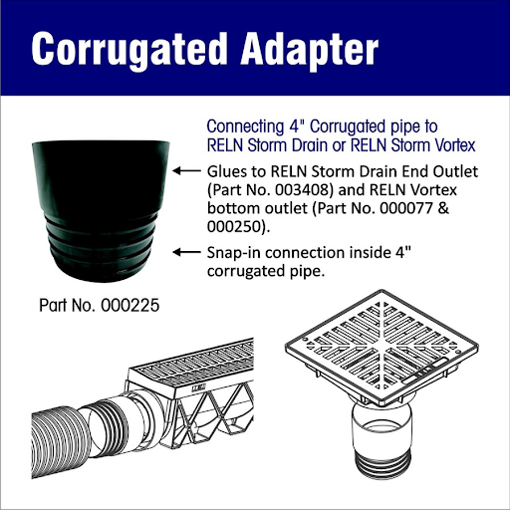 Arnts | RELN 4" PVC to 4" CORRUGATED PIPE ADAPTOR - BLACK